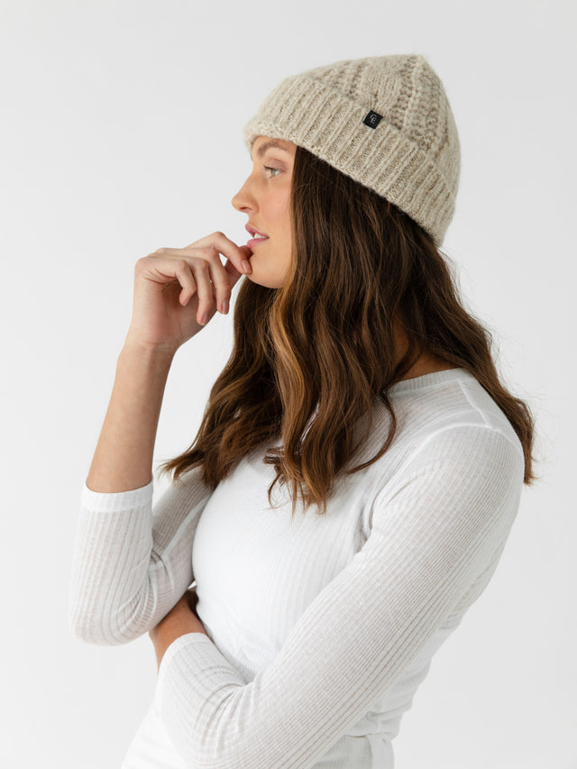 Alpaca Blend Cable Knit Beanie | Cozy Earth